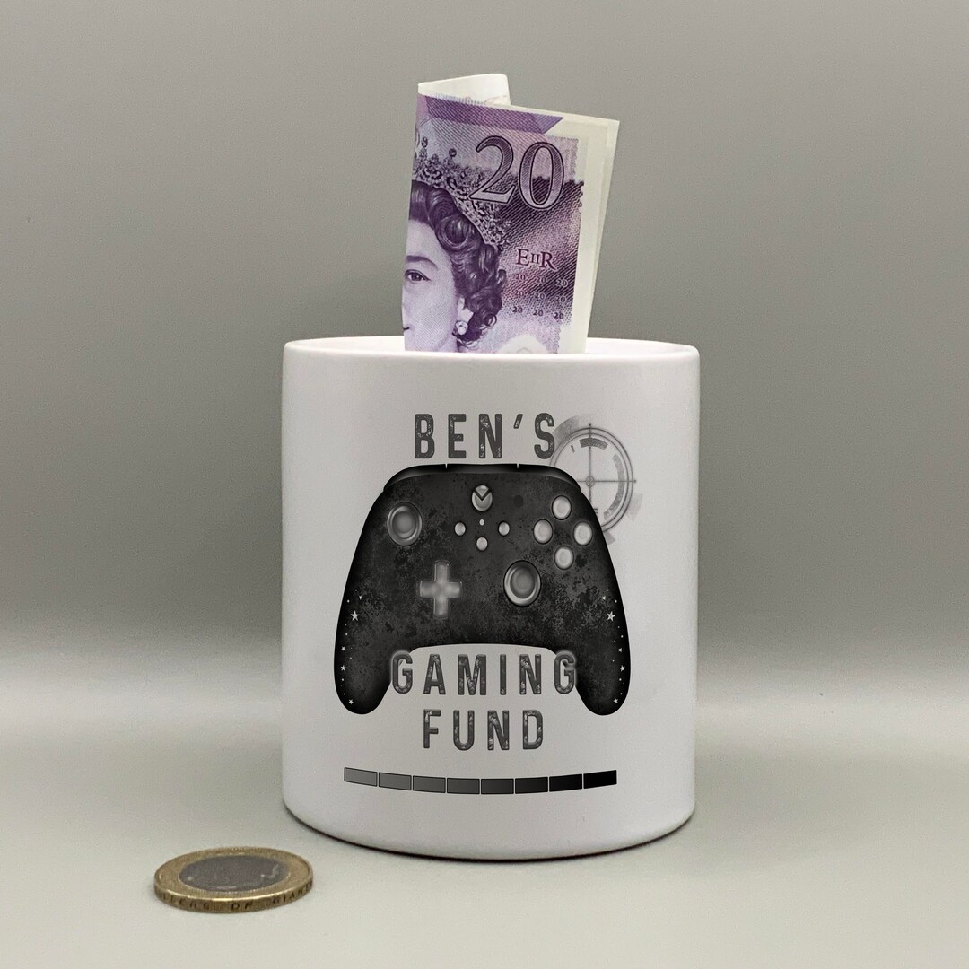 Personalised Gamer Gift, Gamer MONEY BOX, Gaming Fund, Gamner Gift ...