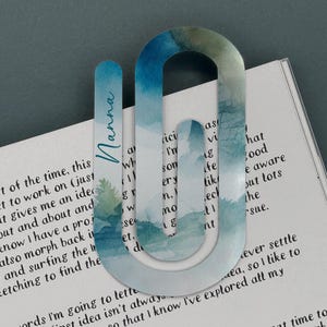 Personalised Giant Paperclip Metal Bookmark, Watercolour Paperclip ...