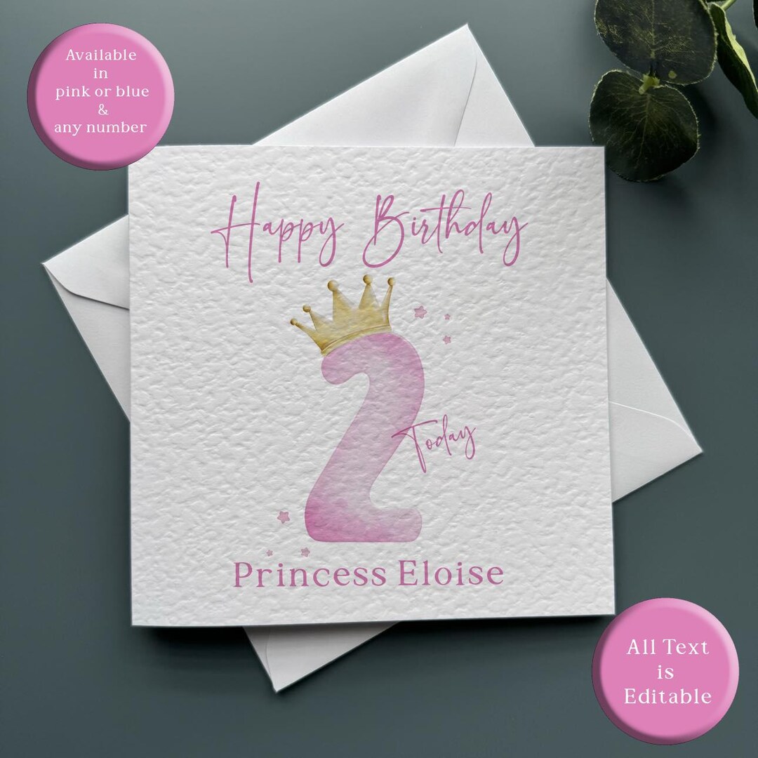 Personalised Birthday Card Prince Card. Princess Card, NUMBER Card ...