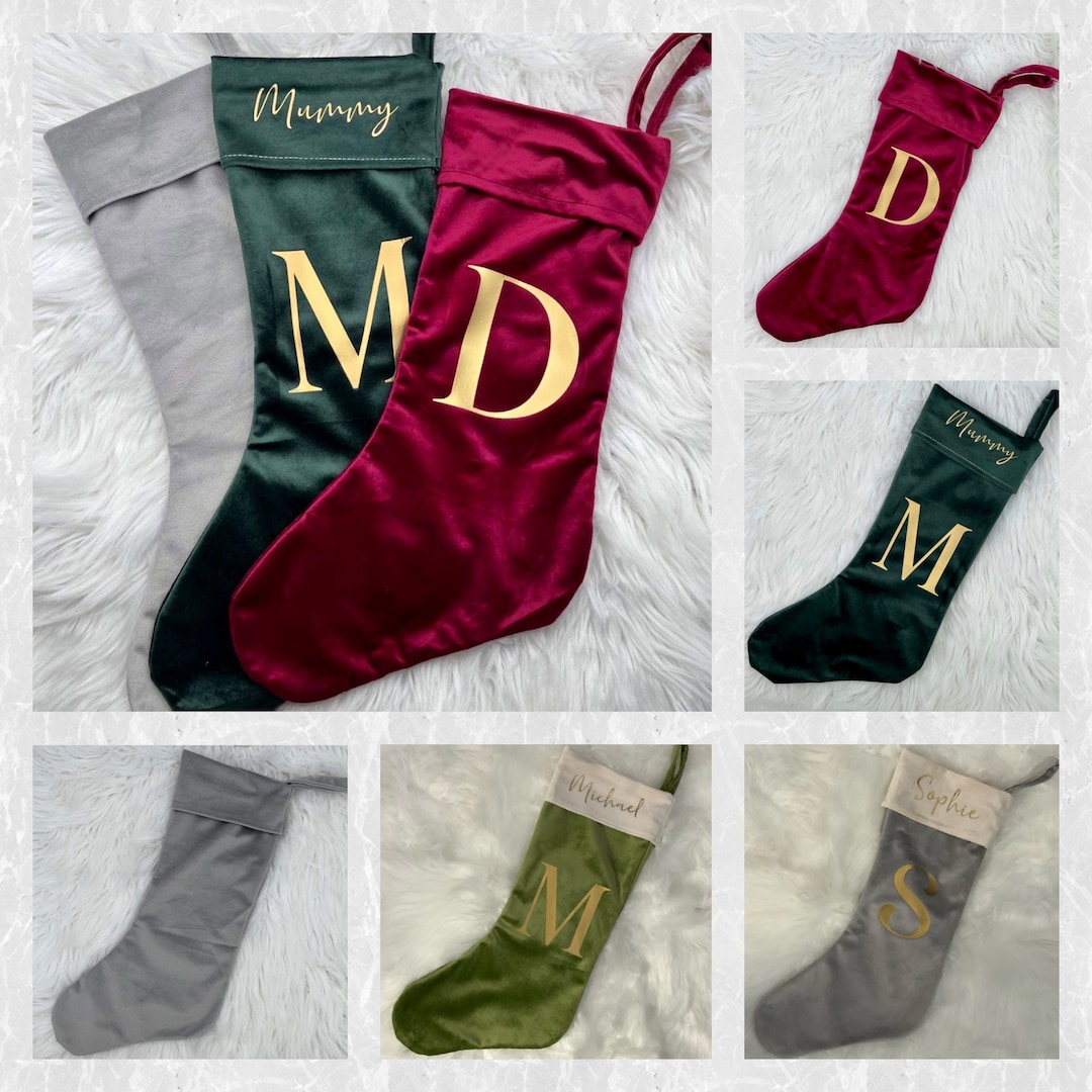 Personalised Stocking, Personalised Velvet Christmas Stocking, Name ...