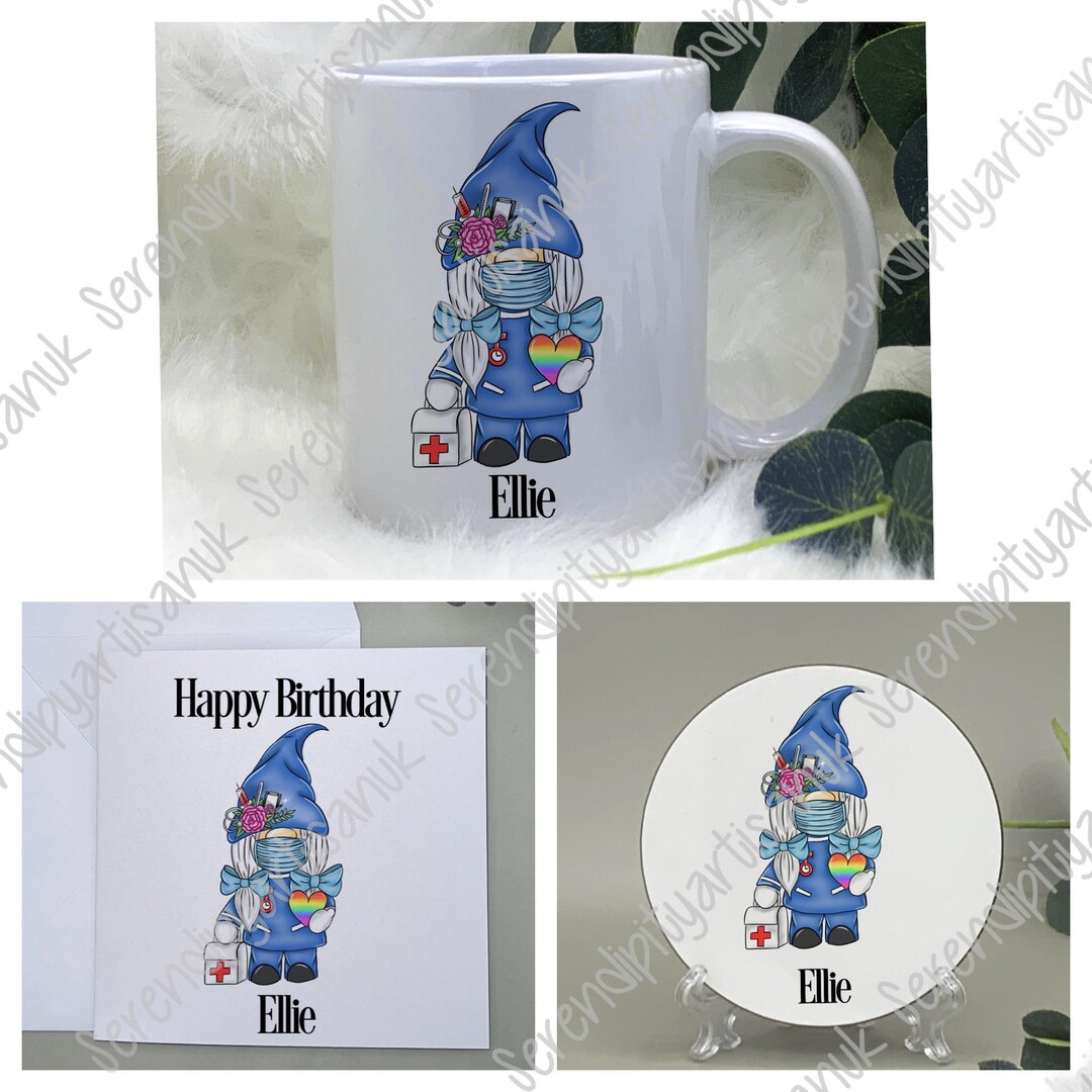 Personalised Nurse Gonk Gifts, Gonk Nurse, Coaster, Mug, Greeting Card ...