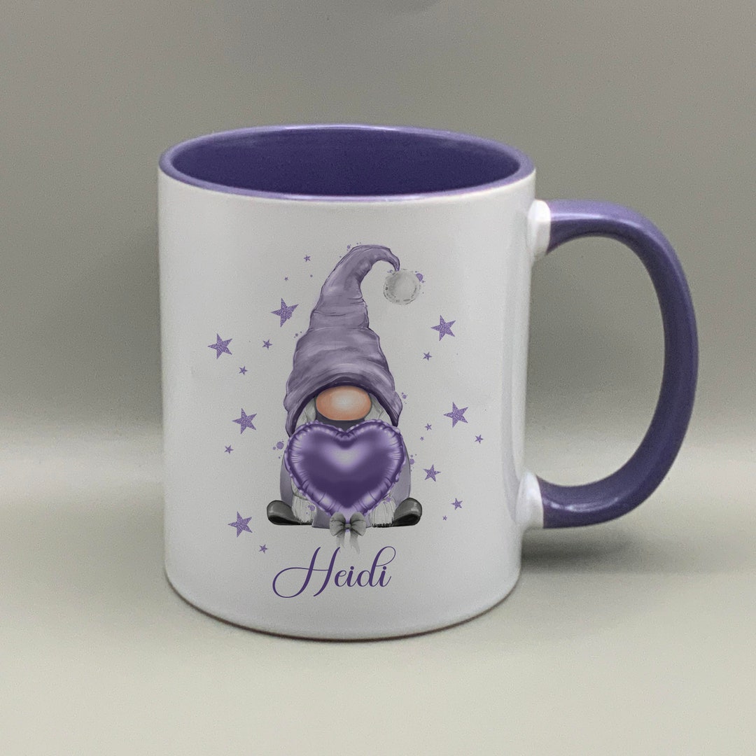 Personalised Purple GONK Ceramic Mug, White Mug, Purple Mug, Matching ...