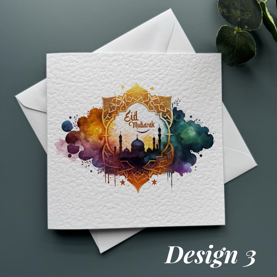Eid Mubarak Cards, Selection of Eid Cards, Watercolour Eid Cards, Cards ...