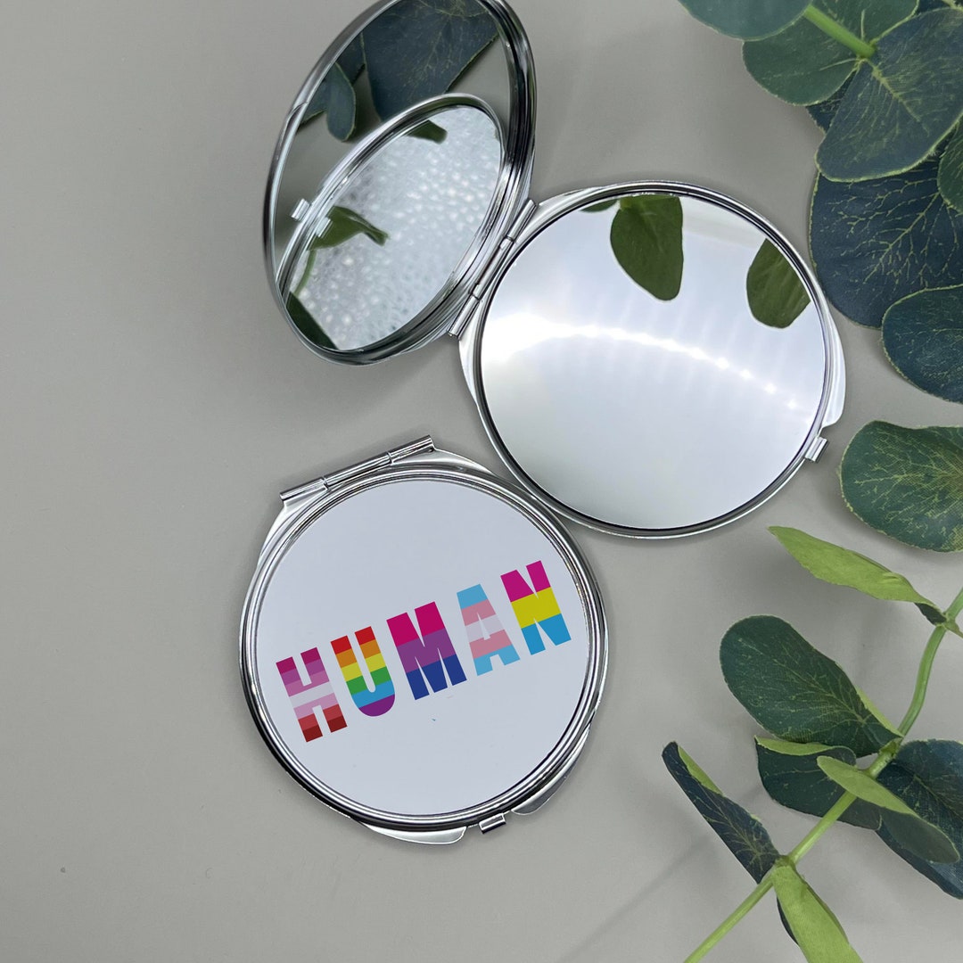 LGBTQ Mirror Compact, LGBTQ Flags HUMAN Pocket Mirror, Rainbow Love is ...