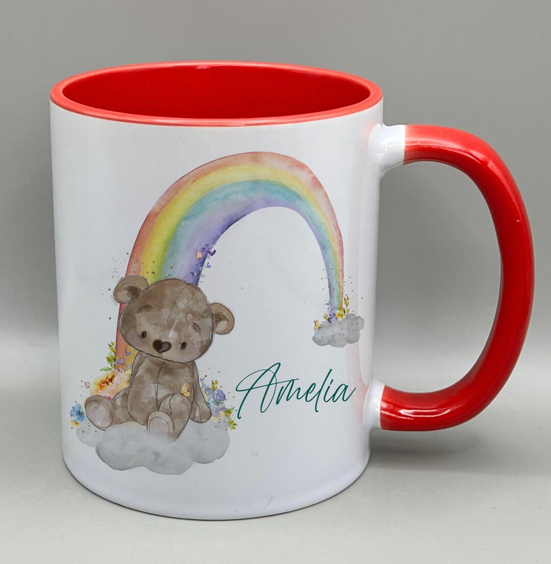 Personalised Teddy Bear Mug , Teddy Bear Rainbow Mug , Teddy Rainbow ...