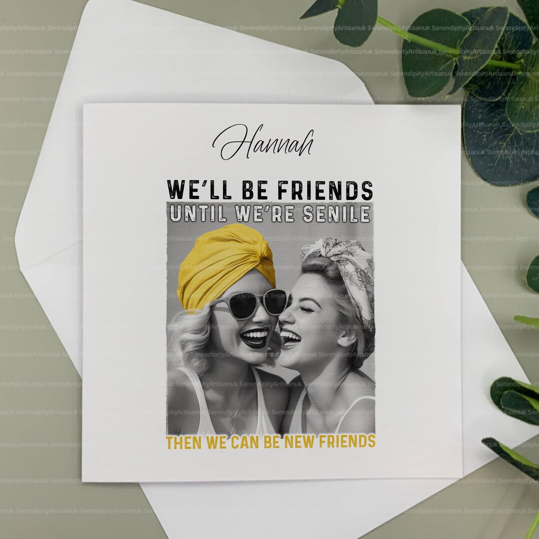Best Friends Card, Vintage Design Card, Fun Friends Card , Gift for Her ...