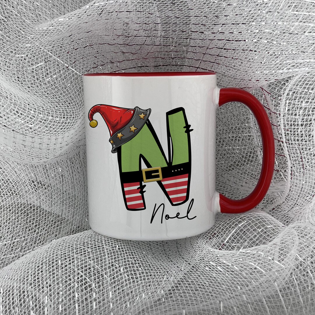 Elf Alphabet Mug, Personalised Elf Christmas Mug, Personalised ...