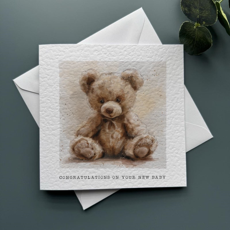 Teddy Bear Card - Etsy