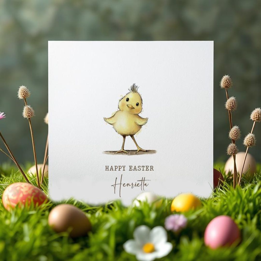 Easter Card, Personalised Baby Chick Easter Card, Cute Chick Card ...