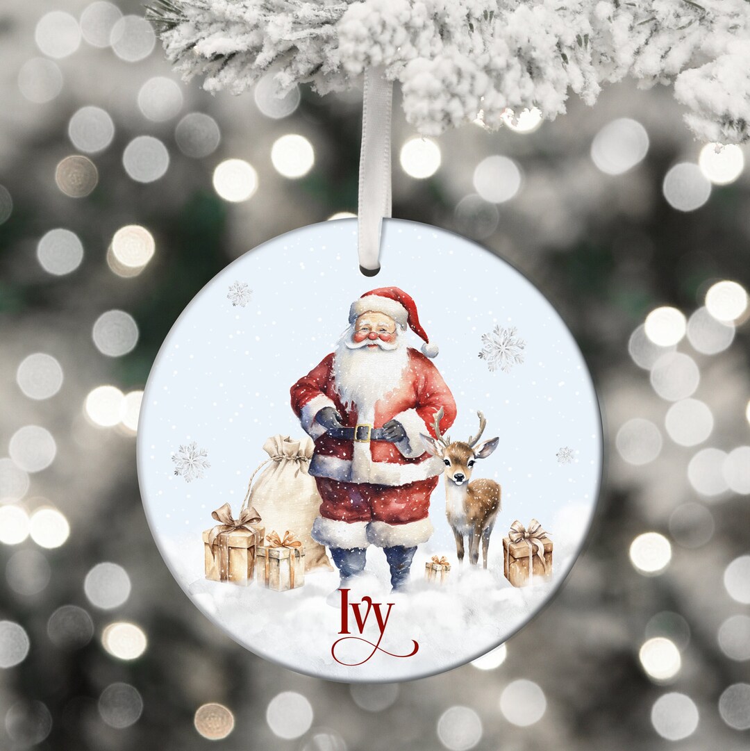 Personalised Christmas Bauble, Traditional Santa Bauble, Family Bauble ...