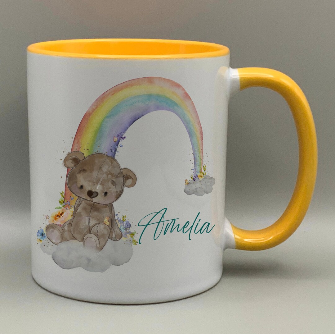 Personalised Teddy Bear Mug , Teddy Bear Rainbow Mug , Teddy Rainbow ...