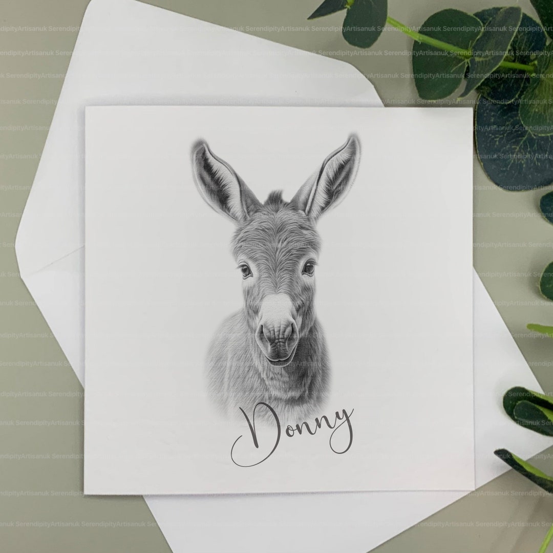Personalised Donkey Greeting Card, Blank Donkey Card, Pet Bunny Card ...