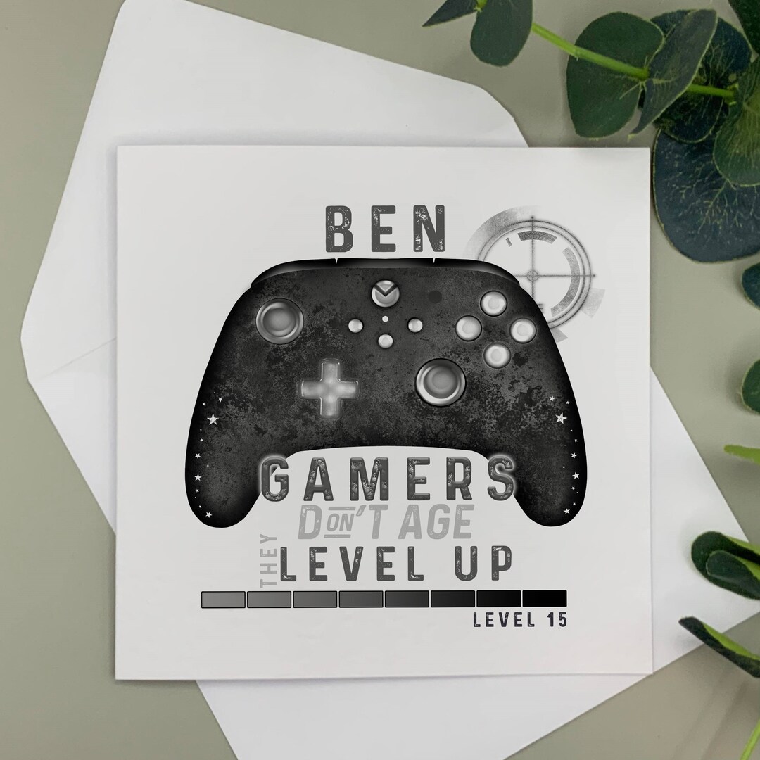 Personalised Gamer Birthday Card, Matching Items Available, Gamer ...