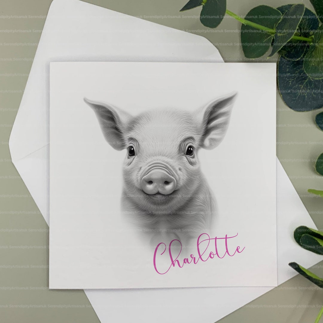 Personalised Piglet Greeting Card, Blank Piglet Card, Piglet Card ...