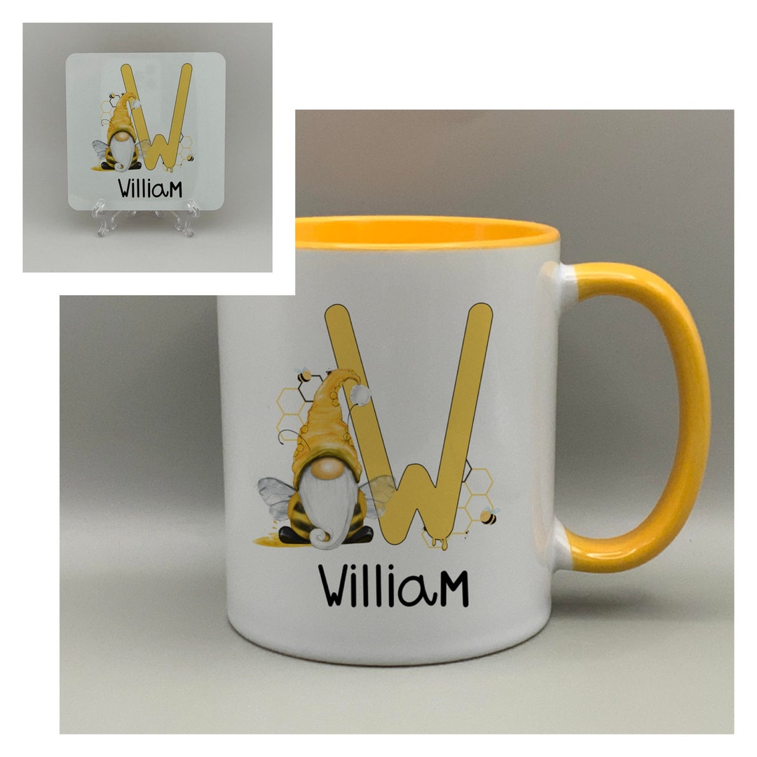 Personalised Bee Gonk Alphabet Mug & Coaster, Bee Gonk, Gonk Mug, Gonk ...