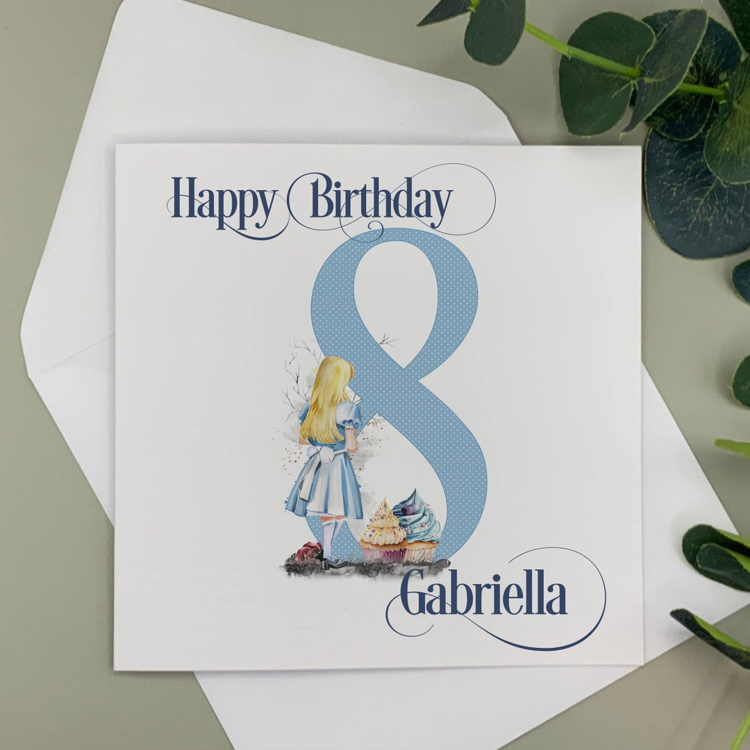Personalised Alice in Wonderland Birthday Age Card, Alice Number ...