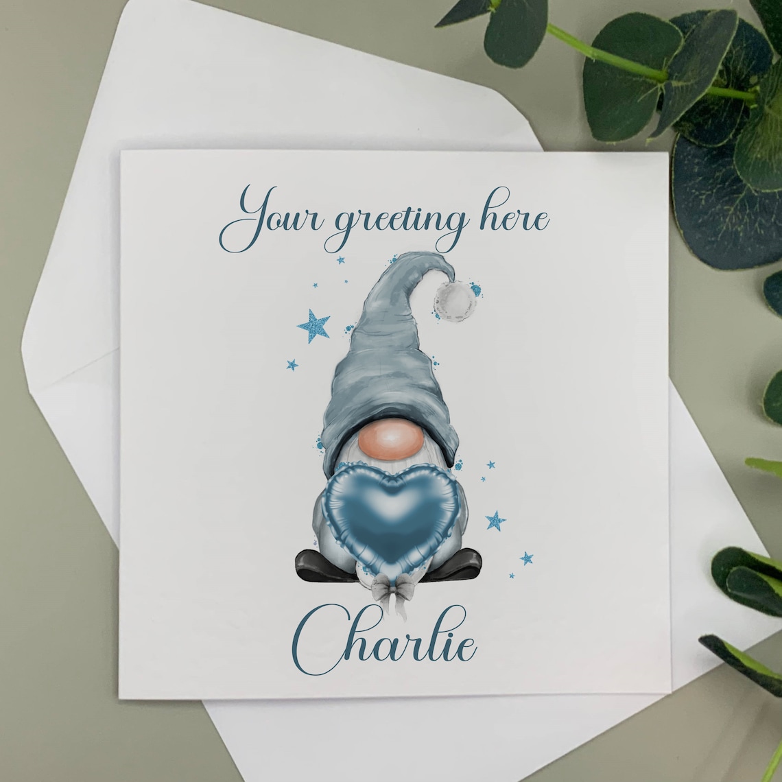 Personalised Blue GONK Greeting Card, Gonk Birthday Card, Gonk Thank ...