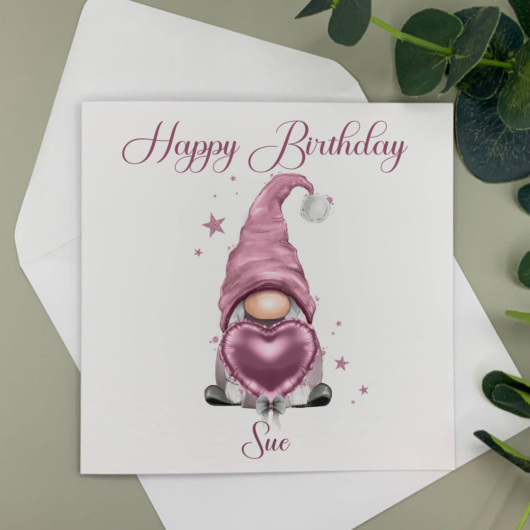 Personalised PINK GONK, Gonk Greeting Card Birthday Card, Mothers Day ...