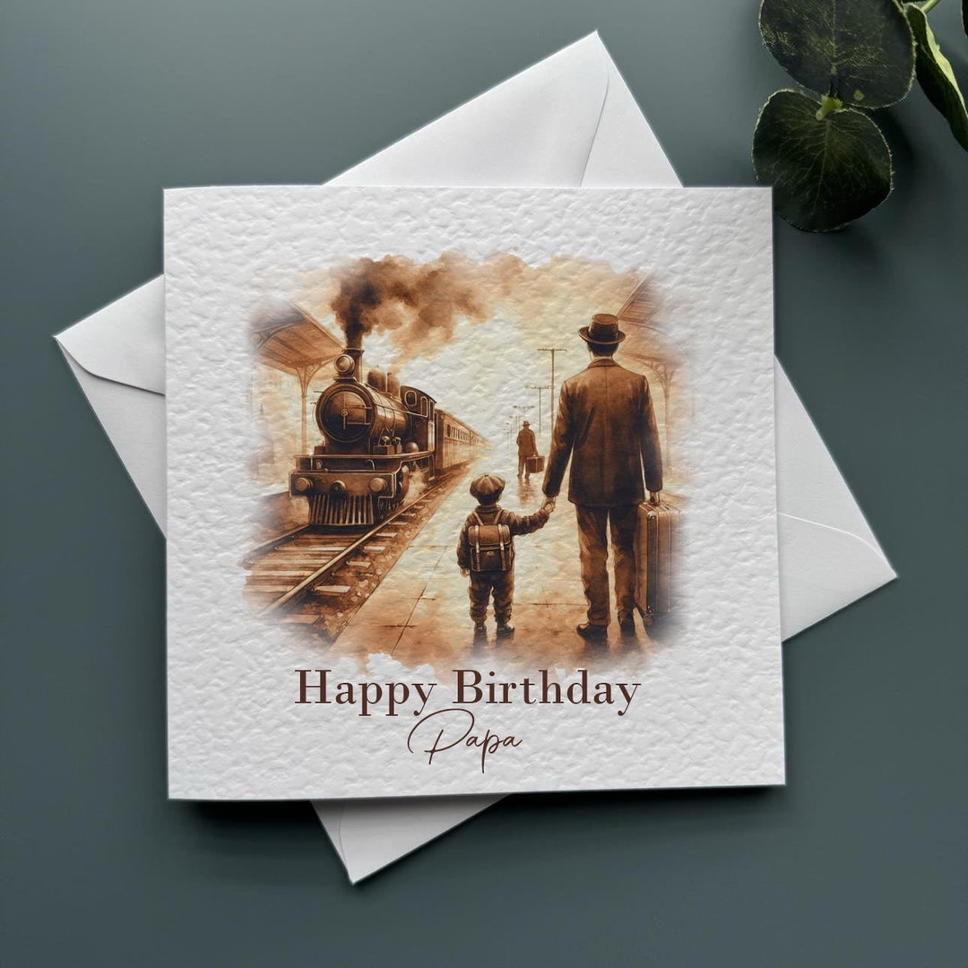Steam Train Card, Sepia Card, Old Time Steam Engine Card, Father’s Day ...