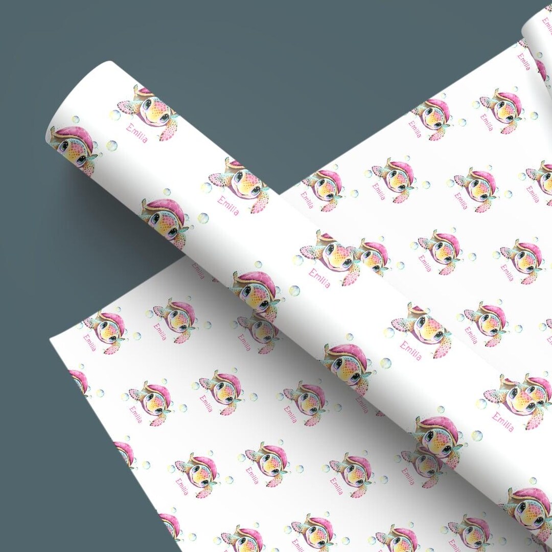 Personalised Turtle Gift Wrap, Cute Turtle Wrapping Paper, Birthday ...