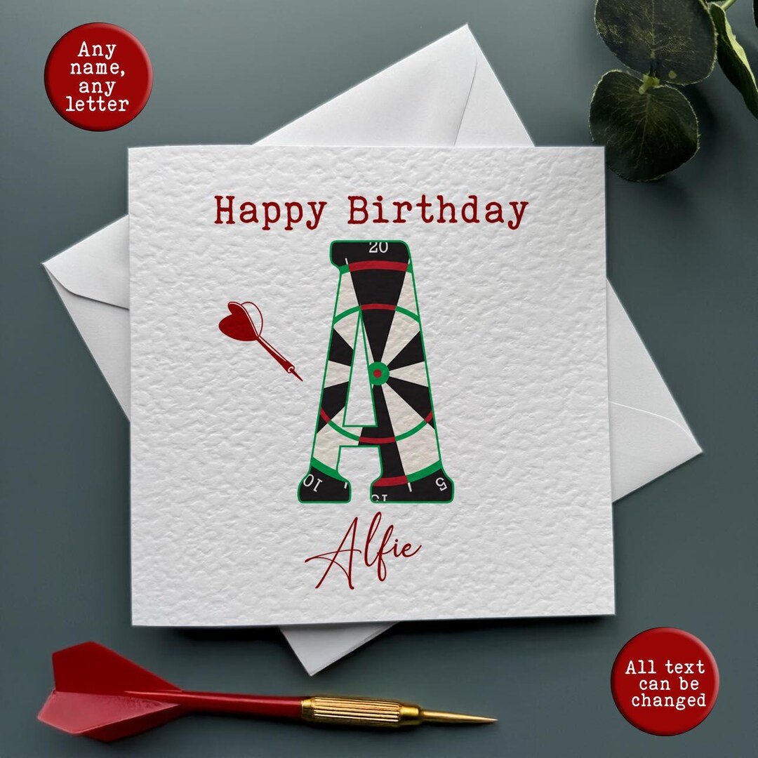 Personalised Darts Card, Darts Player Birthday Card, Darts Enthusiast ...
