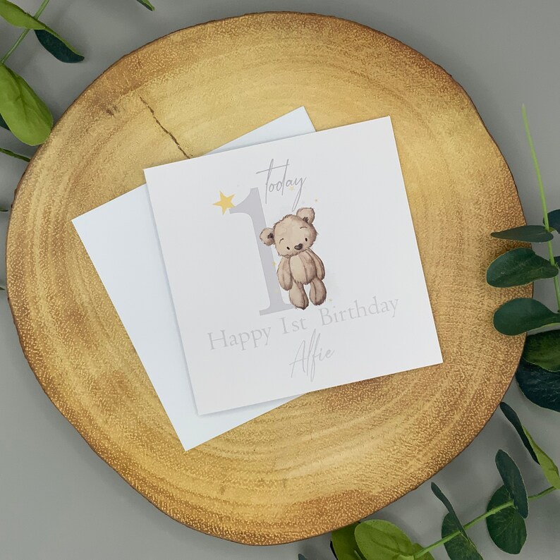 Teddy Bear Birthday Card 1st Birthday Card 2nd Birthday | Etsy