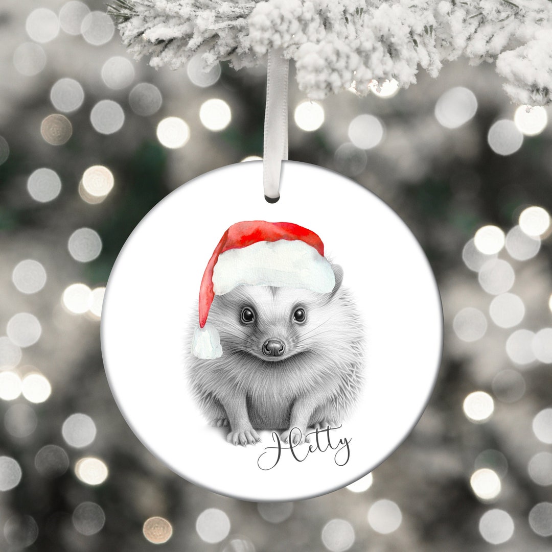 Personalised Hedgehog Christmas Tree Ornament, Hedgehog Ornament ...