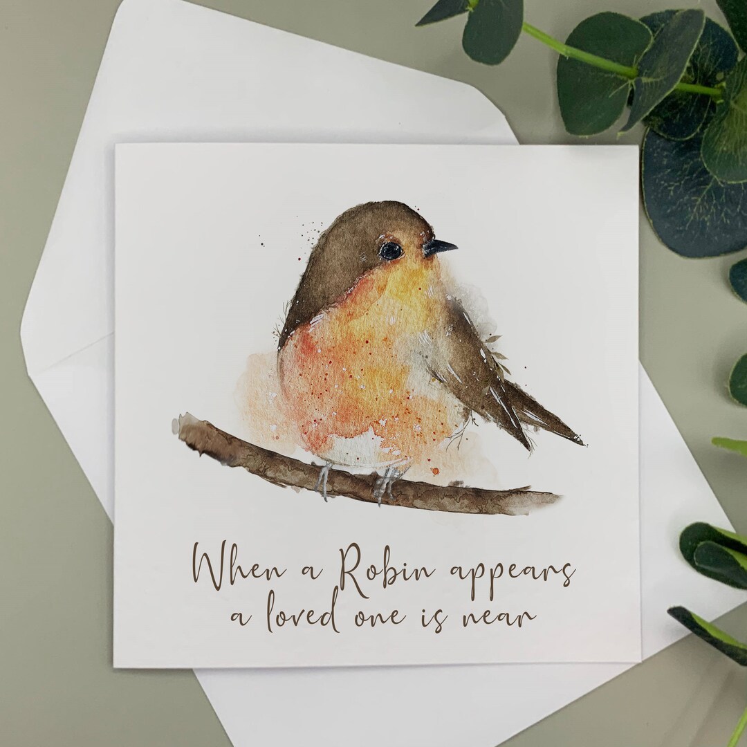 Watercolour Robin, Personalised Robin Greeting Card, When a Robin ...