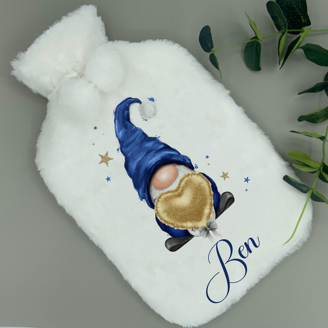 Personalised Gonk Hot Water Bottle, Includes Personalised Cover, Bottle ...