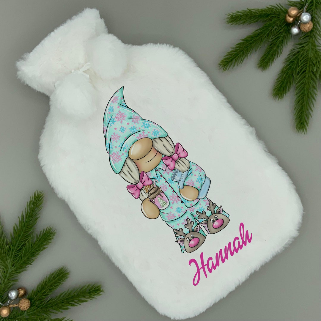 Personalised Gonk Hot Water Bottle, Includes Personalised Cover, Bottle ...