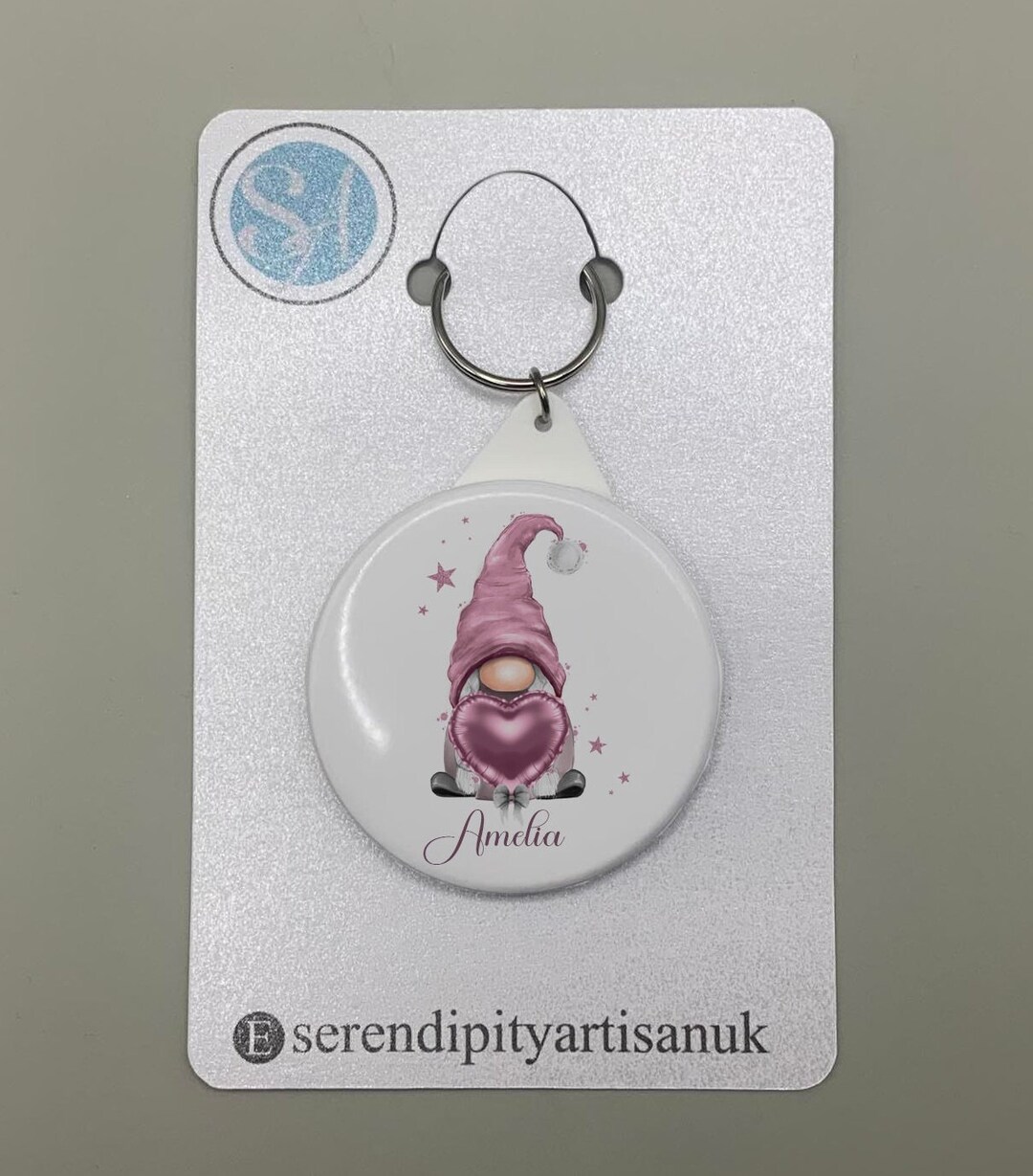 Personalised PINK GONK Keyring, Gonk Keyring, Mum, Mummy, Personalised ...