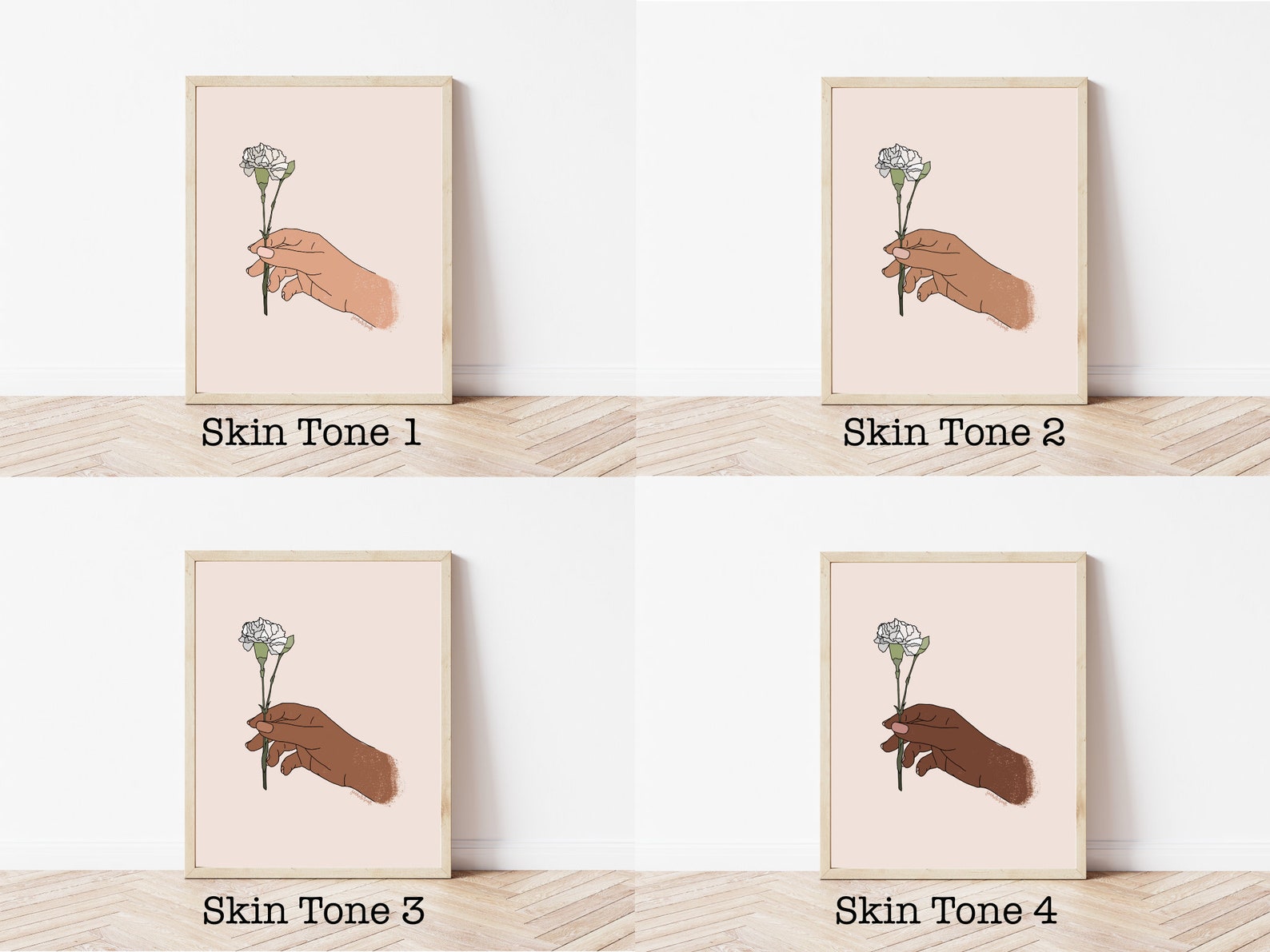 Hand Holding A Carnation multiple Skin Tones Digital - Etsy