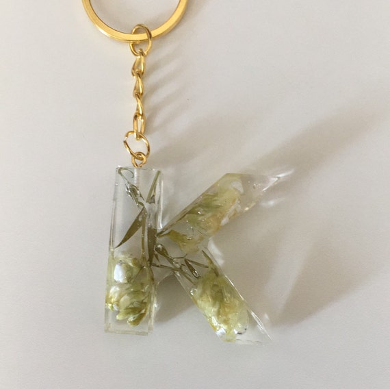 Keychain Letter With Flowers | Etsy
