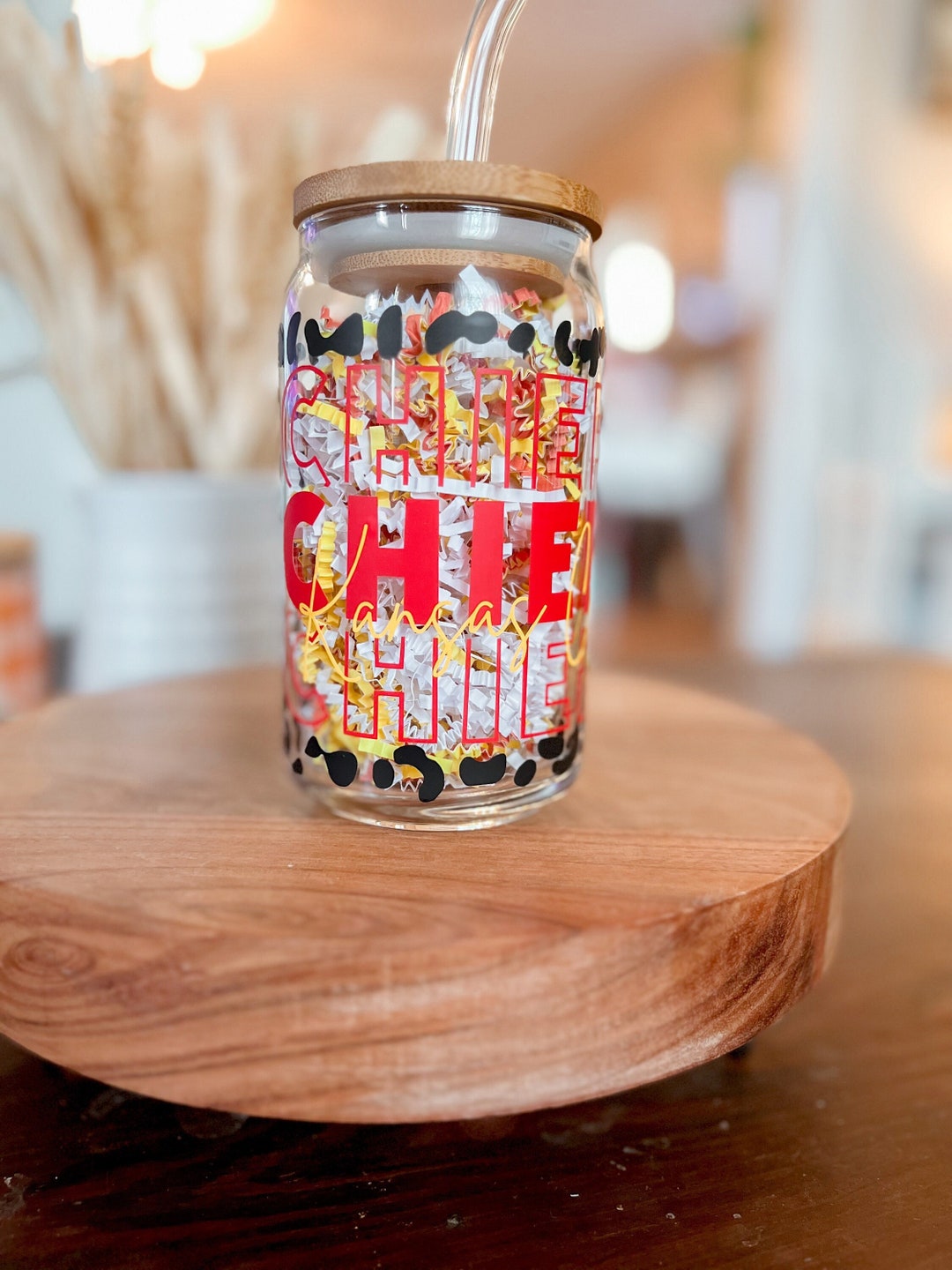 Kansas City Chiefs Glass Cup-red Kingdom-kc Chief Fan Cup-iced Coffee ...
