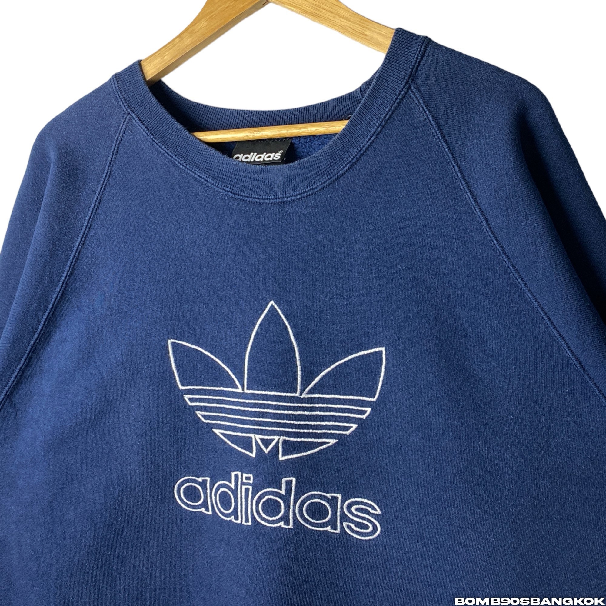 Vintage 90s OG Adidas Navy Blue Crewneck Original Logo - Etsy