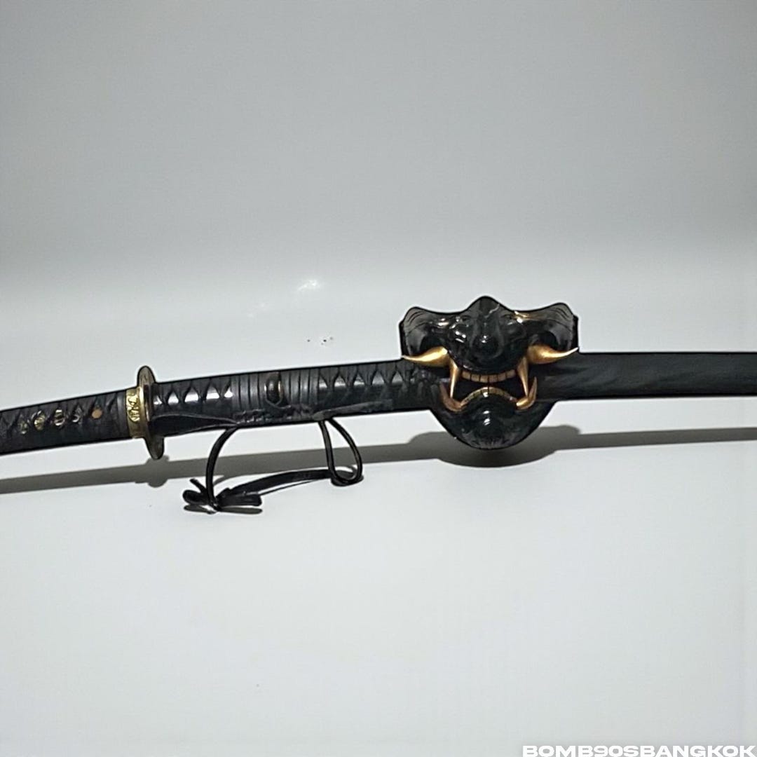 Oni Samurai Menpō Mask Wall-mounted for Katana Sword Tanto Knives ...