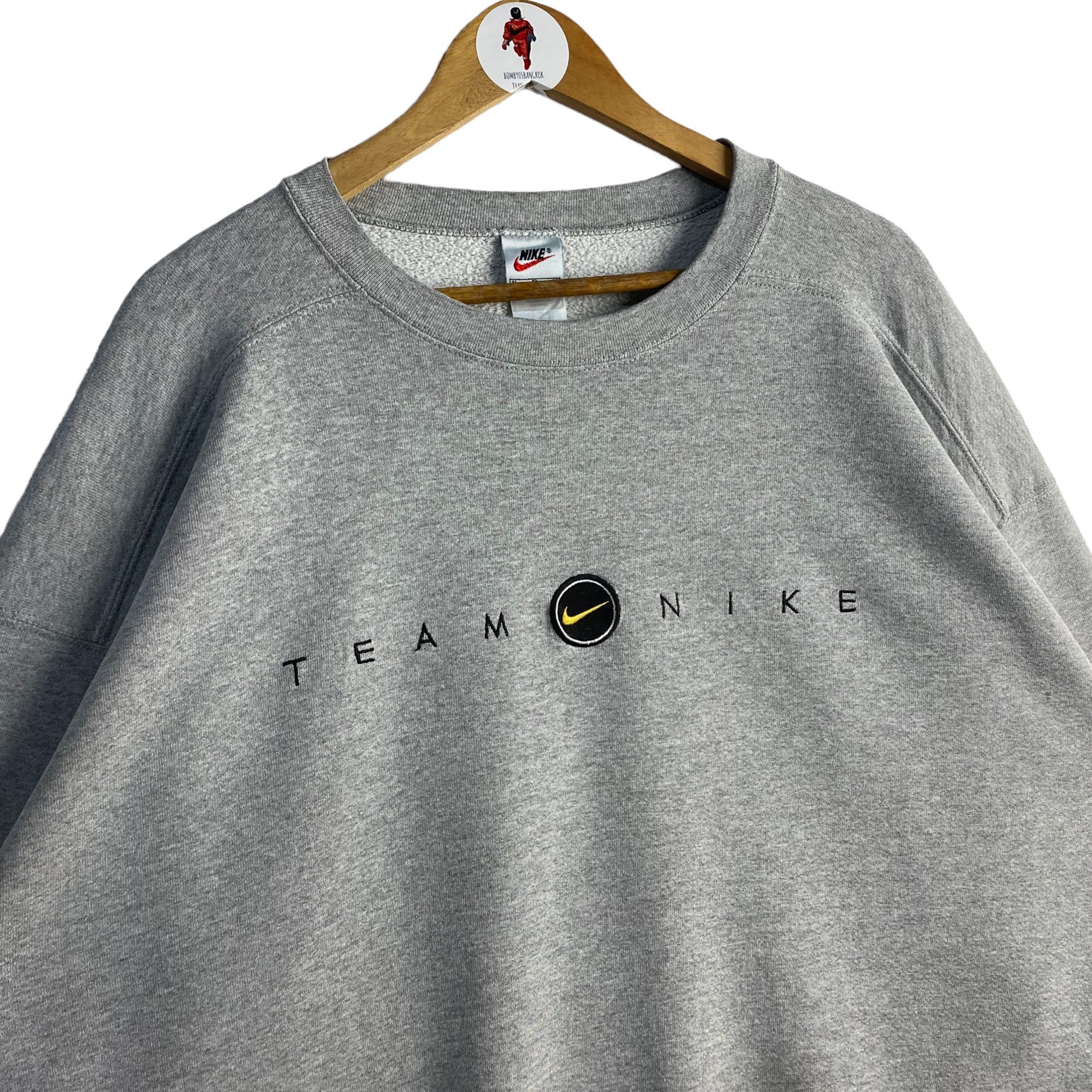 Rare!!vintage 90s Nike Team Swoosh, Central Logo Embroidered Crewneck ...