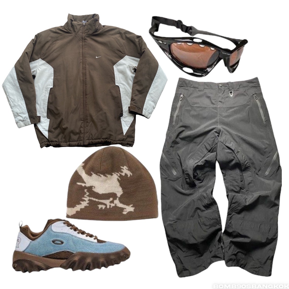 Authentic Y2K NIKE Desert Brown Embroidered Big Logo / 2 Pocket Long Sleeve Jacket Size Women L ...