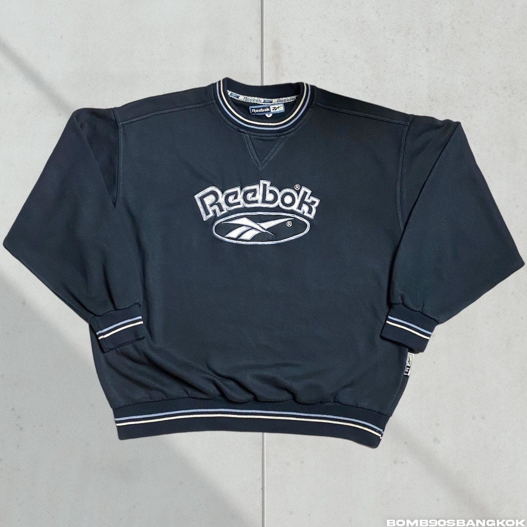 Vintage REEBOK Crewneck Embroidered Big Logo Sweater Middle Logo ...