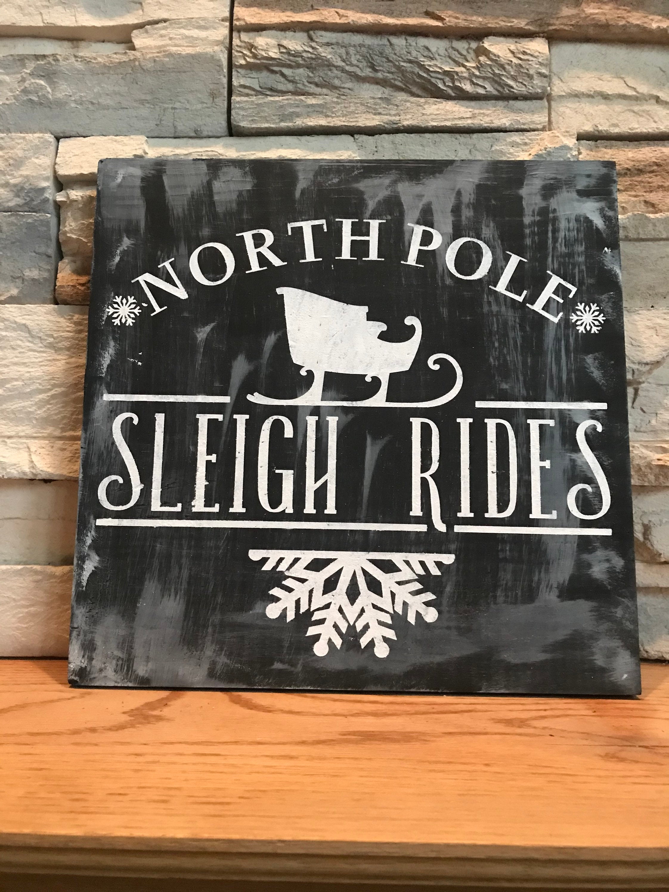 North Pole Sleigh-ride Wooden Sign - Etsy