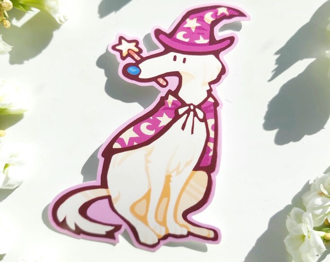 Wizard Borzoi Dog Fantasy Dnd Vinyl Sticker Mage Magical Medieval ...
