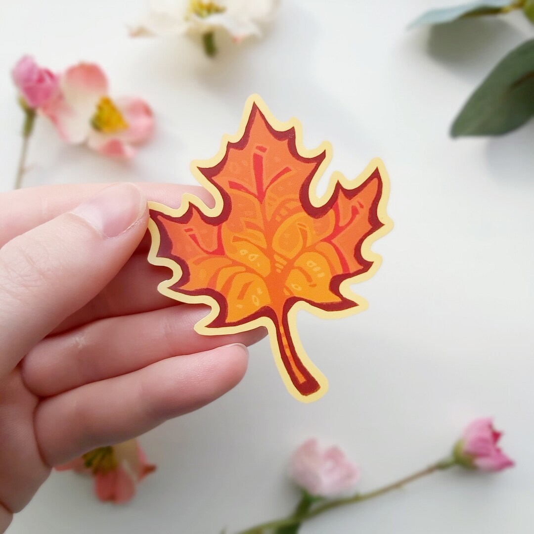 Autumn Maple Leaf Sticker | Seasonal Fall Halloween Botanical Cottage ...