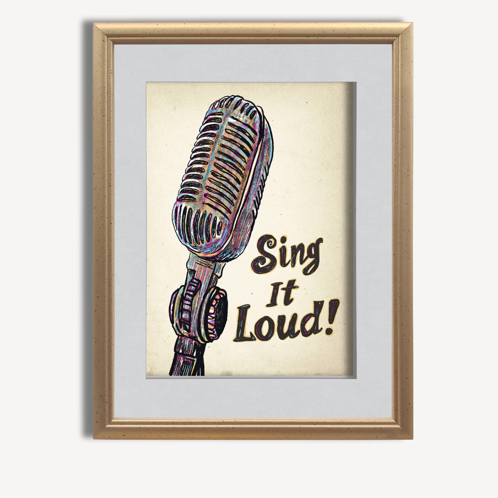 Music Wall Art, Retro Microphone Print, Trendy Preppy Dorm Art, Vintage ...