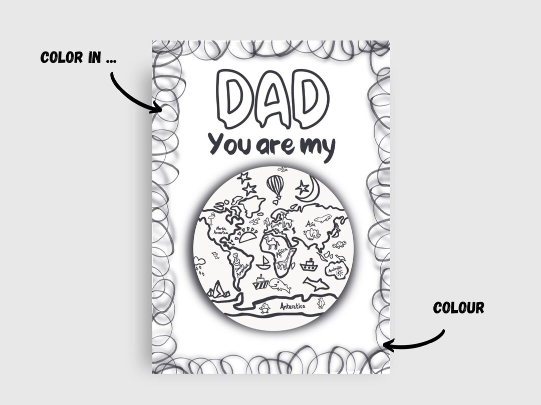 Fathers Day Printable Coloring Page, Dad Instant Download, Kids Gift ...