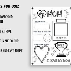 Mother's Day Coloring Page Printable - All About My Mom Instant ...