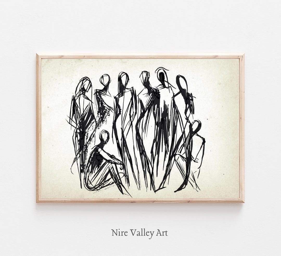 Vintage Minimalist Sketch Art Printable, Figure Drawing Print, Neutral ...
