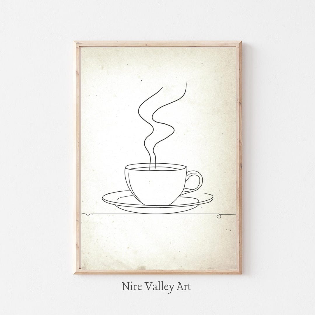 Kitchen Wall Art, Line Drawing Kitchen Prints, Coffee Print, Kitchen ...