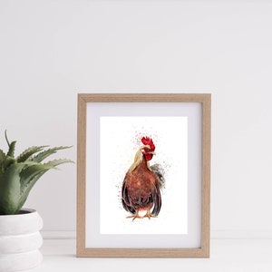 Chicken Art Print, Water Color Painting, Modern Wildlife Print, Farm ...