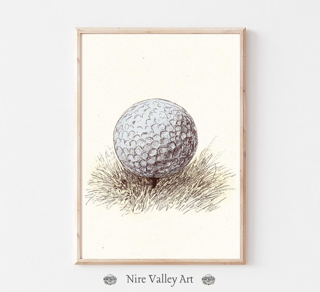 Vintage Golf Ball Print, Nursery Blue Golf Wall Art, Kids Sports ...