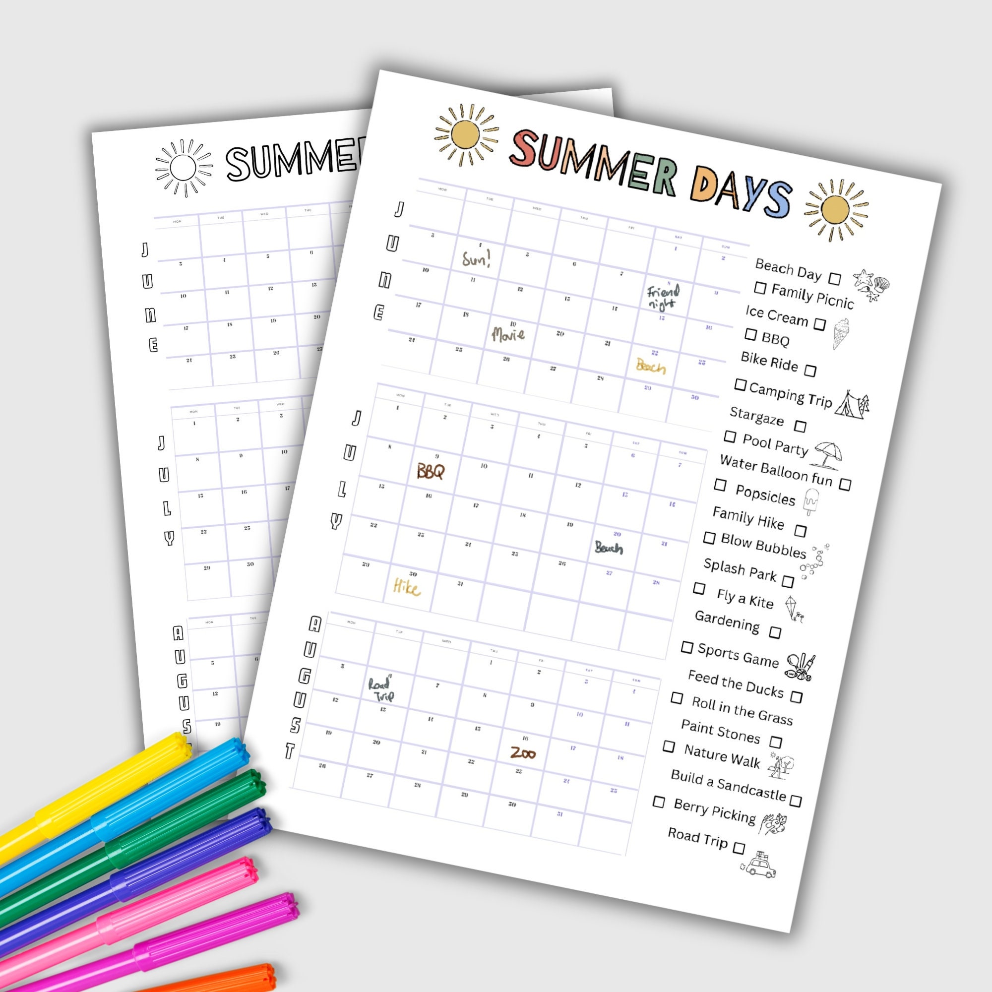 Summer Countdown Printable Poster, 2024, Summer Calendar ,summer Bucket ...